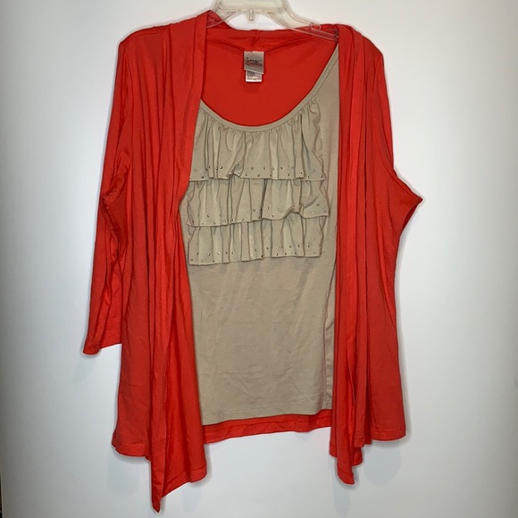 Just My Size | Tops | Jms Just My Size Beige Tank Red Attached Sweater ...